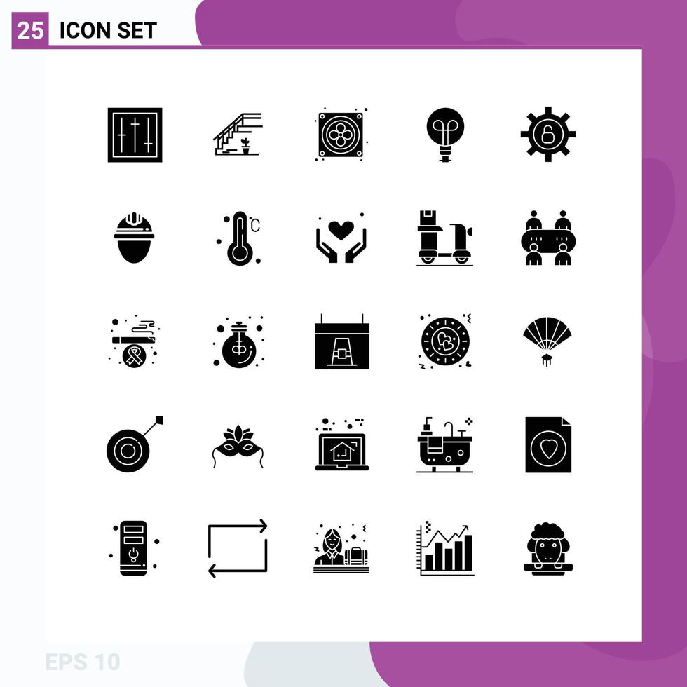 Pictogram Set of 25 Simple Solid Glyphs of security design stage light hardware Editable Vector ...