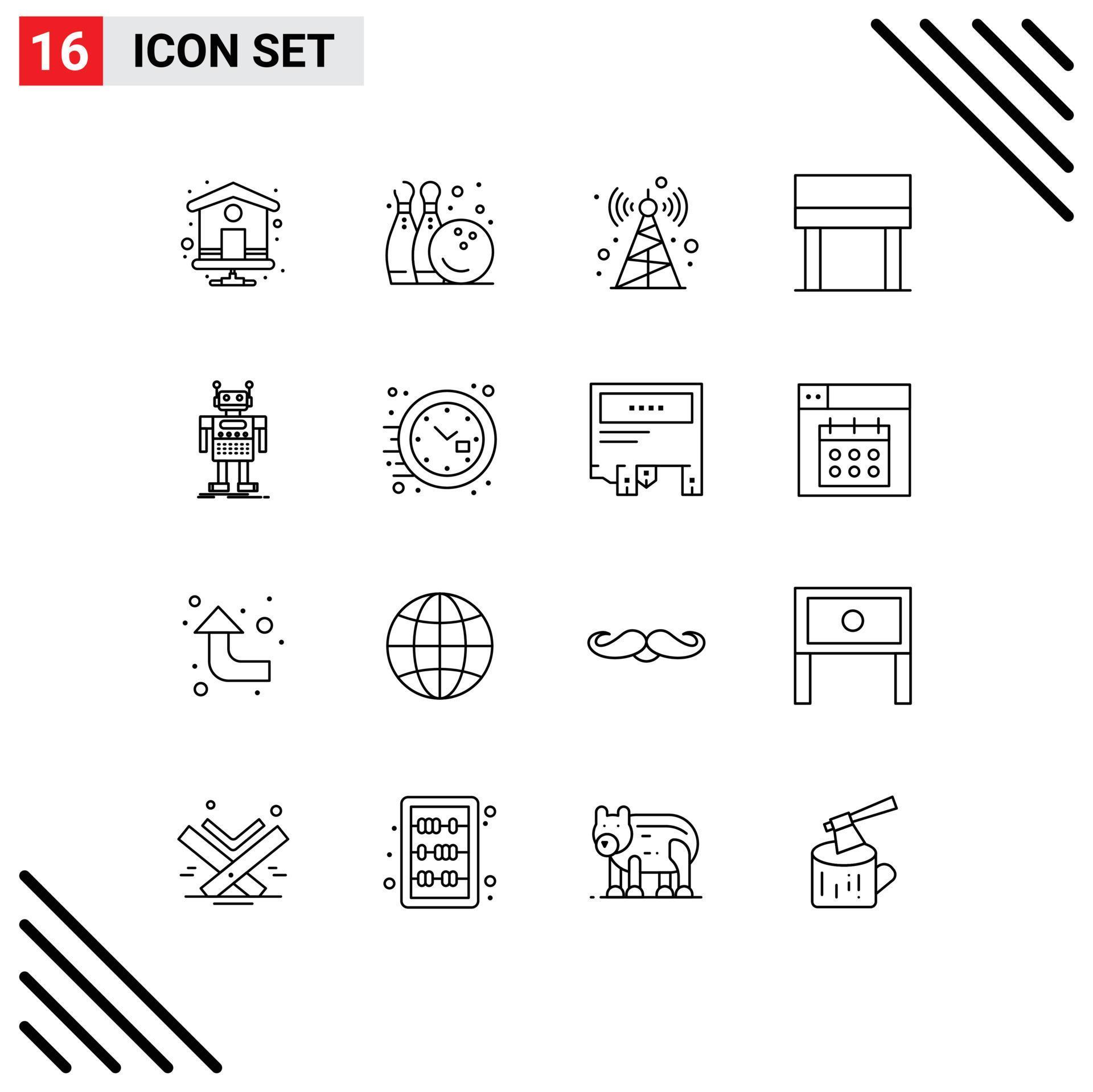 User Interface Pack of 16 Basic Outlines of technology artificial radio ...