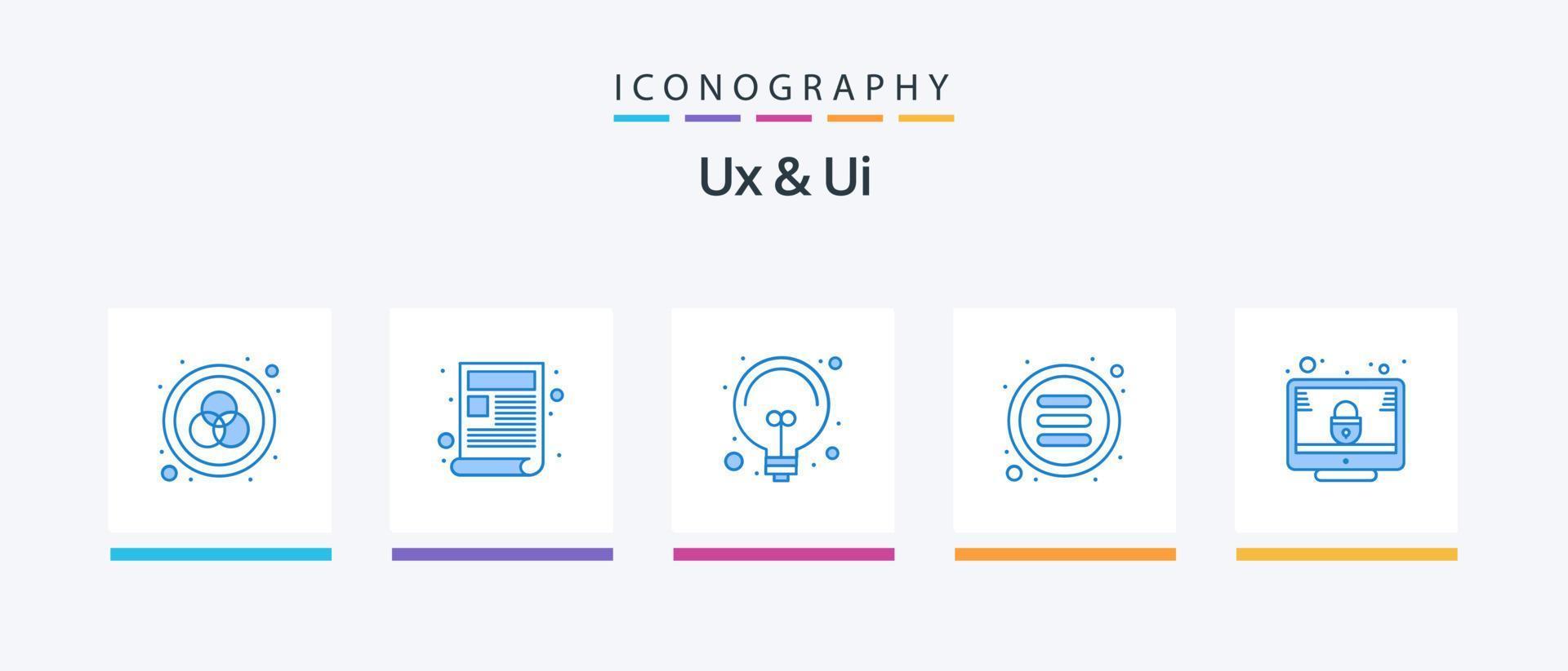 Ux And Ui Blue 5 Icon Pack Including portrait. options. bulb. menu. list. Creative Icons Design ...