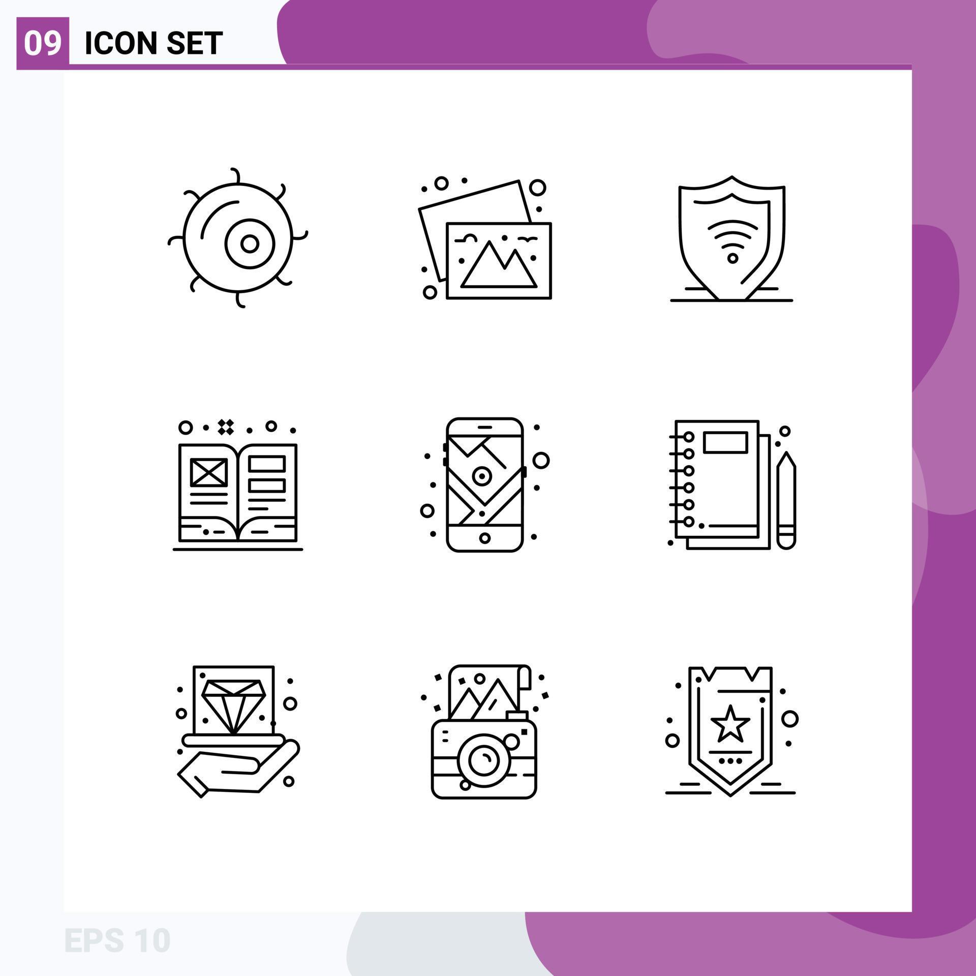 User Interface Pack Of 9 Basic Outlines Of Navigation Gps Internet