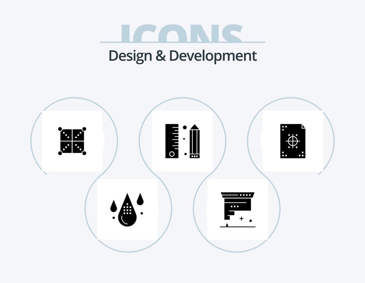Design and Development Glyph Icon Pack 5 Icon Design. development. coding. development. rule ...