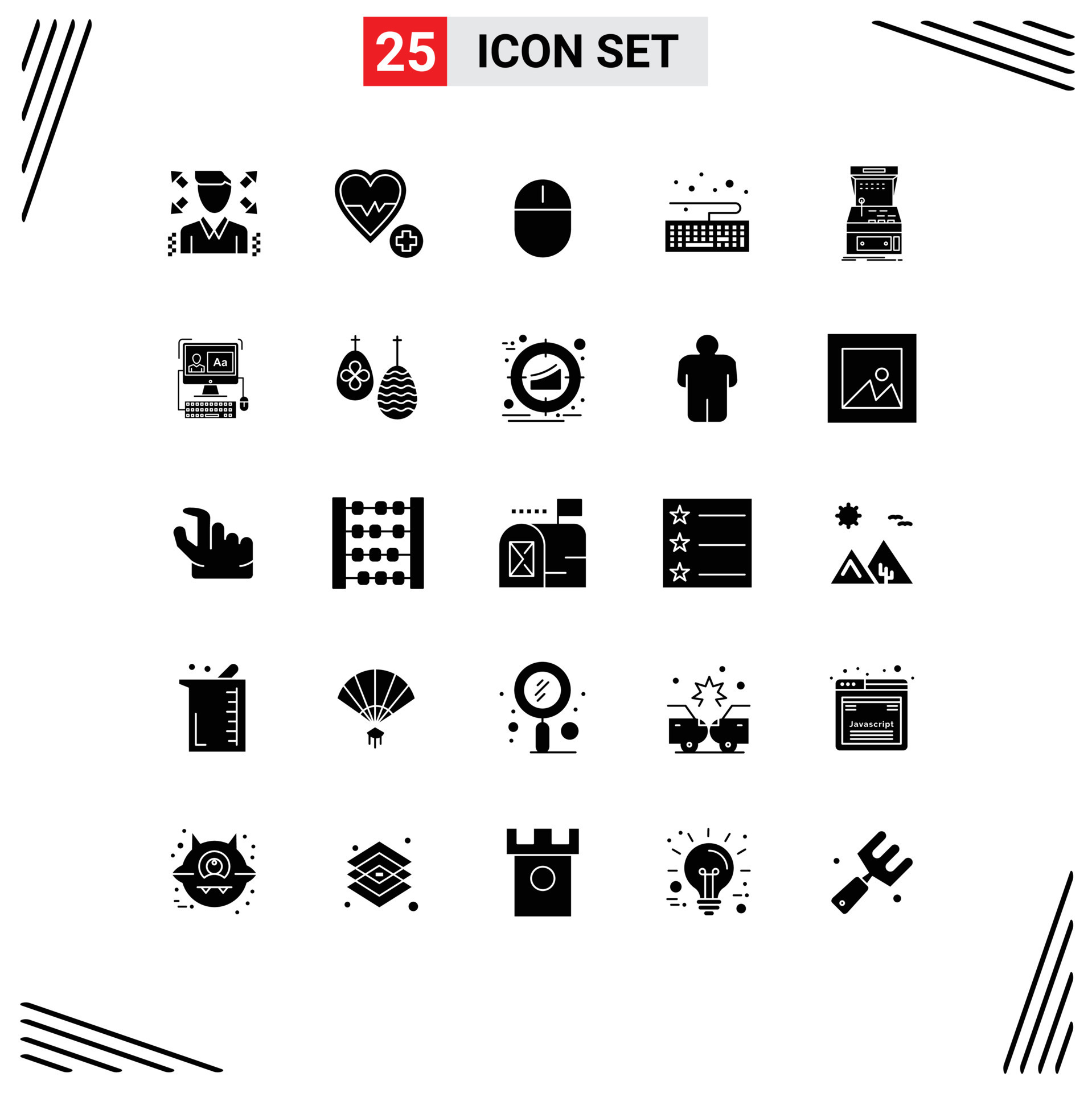 Set Of 25 Modern Ui Icons Symbols Signs For Game Arcade Devices Type Hardware Editable Vector
