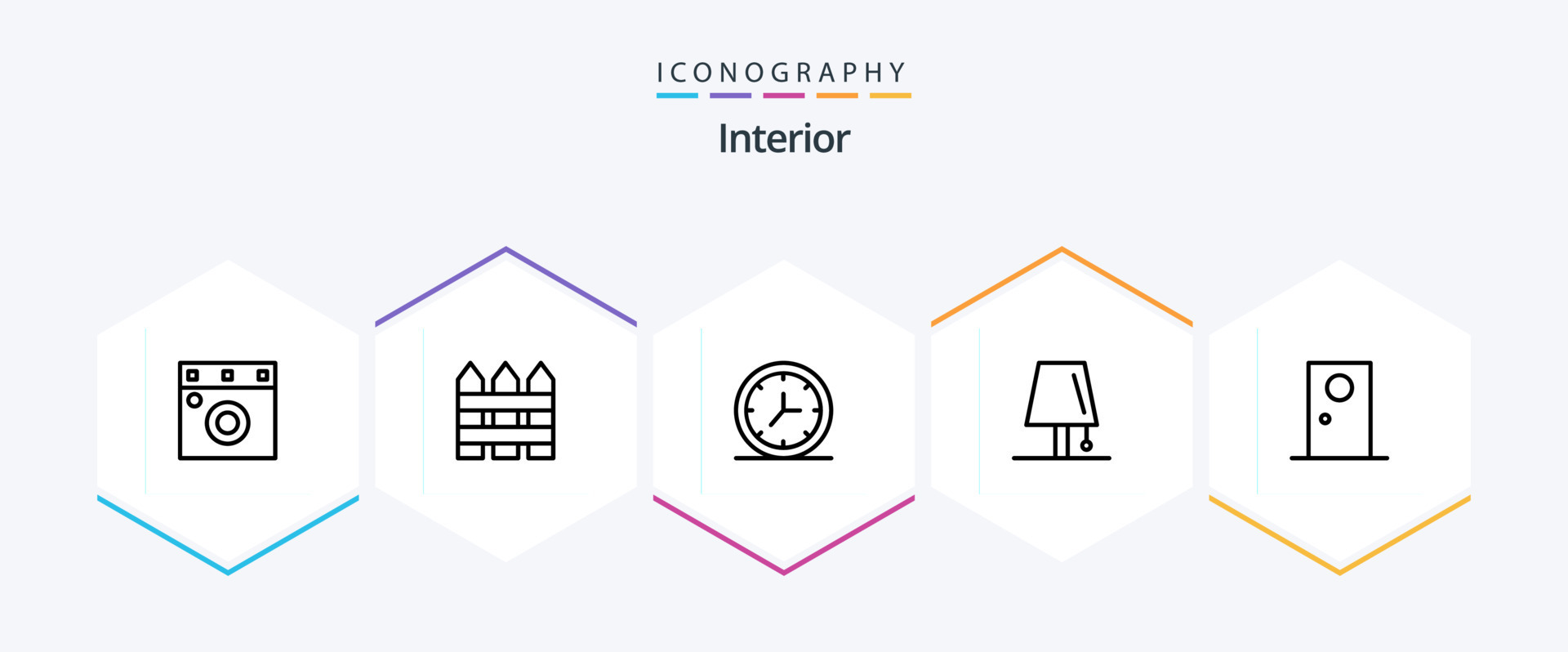 Interior 25 Line icon pack including entrance. lightning. clock. light ... Interior 25 Line icon pack including entrance. lightning. clock. light ...