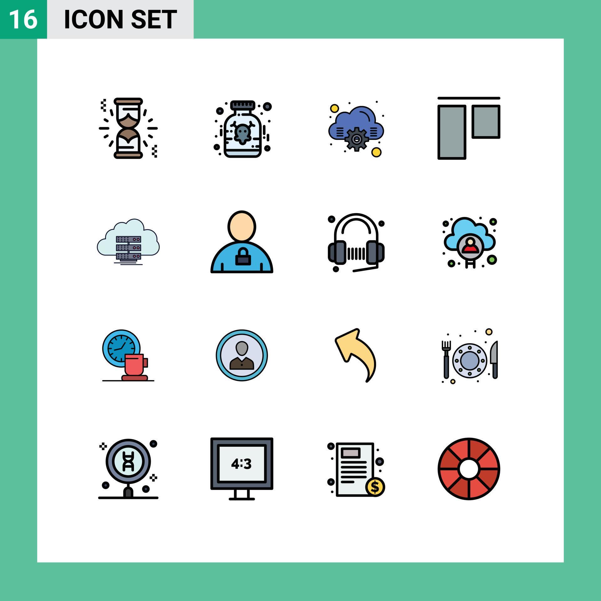 16 Thematic Vector Flat Color Filled Lines And Editable Symbols Of Flow Computing Computing