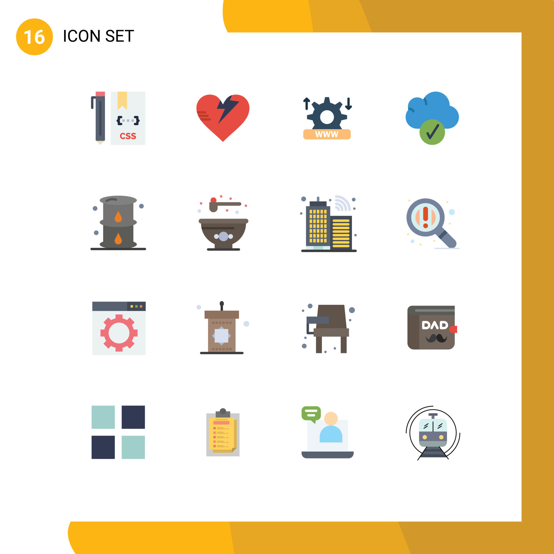 Pictogram Set Of 16 Simple Flat Colors Of Code Security Develop Heart Setting Editable Pack Of