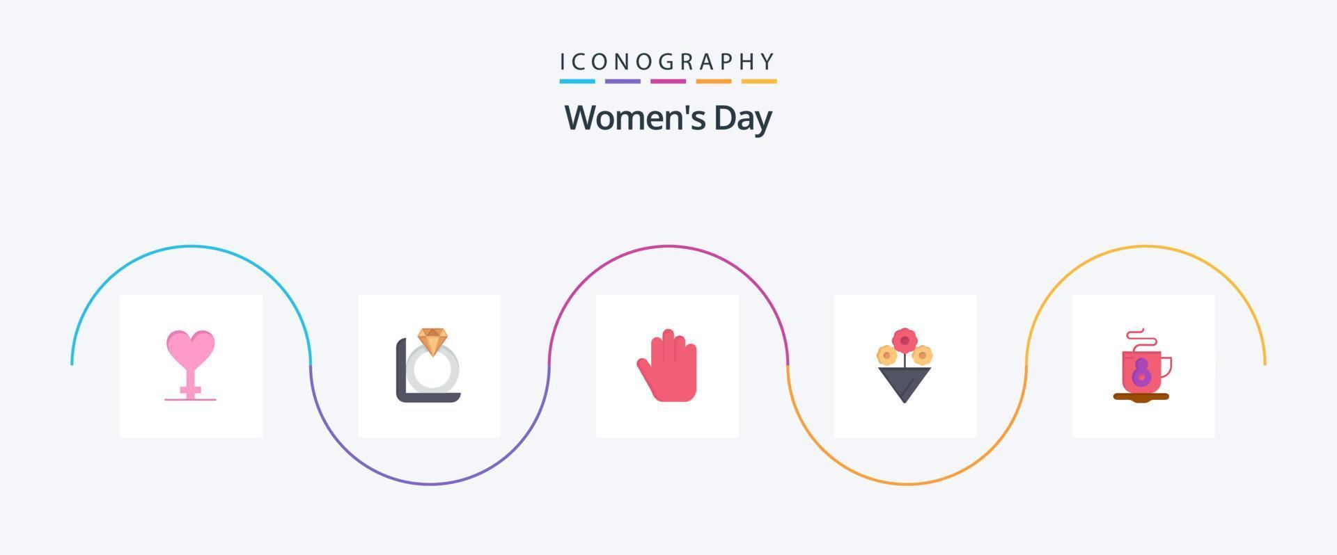 Womens Day Flat 5 Icon Pack Including Day Women T Hand Day