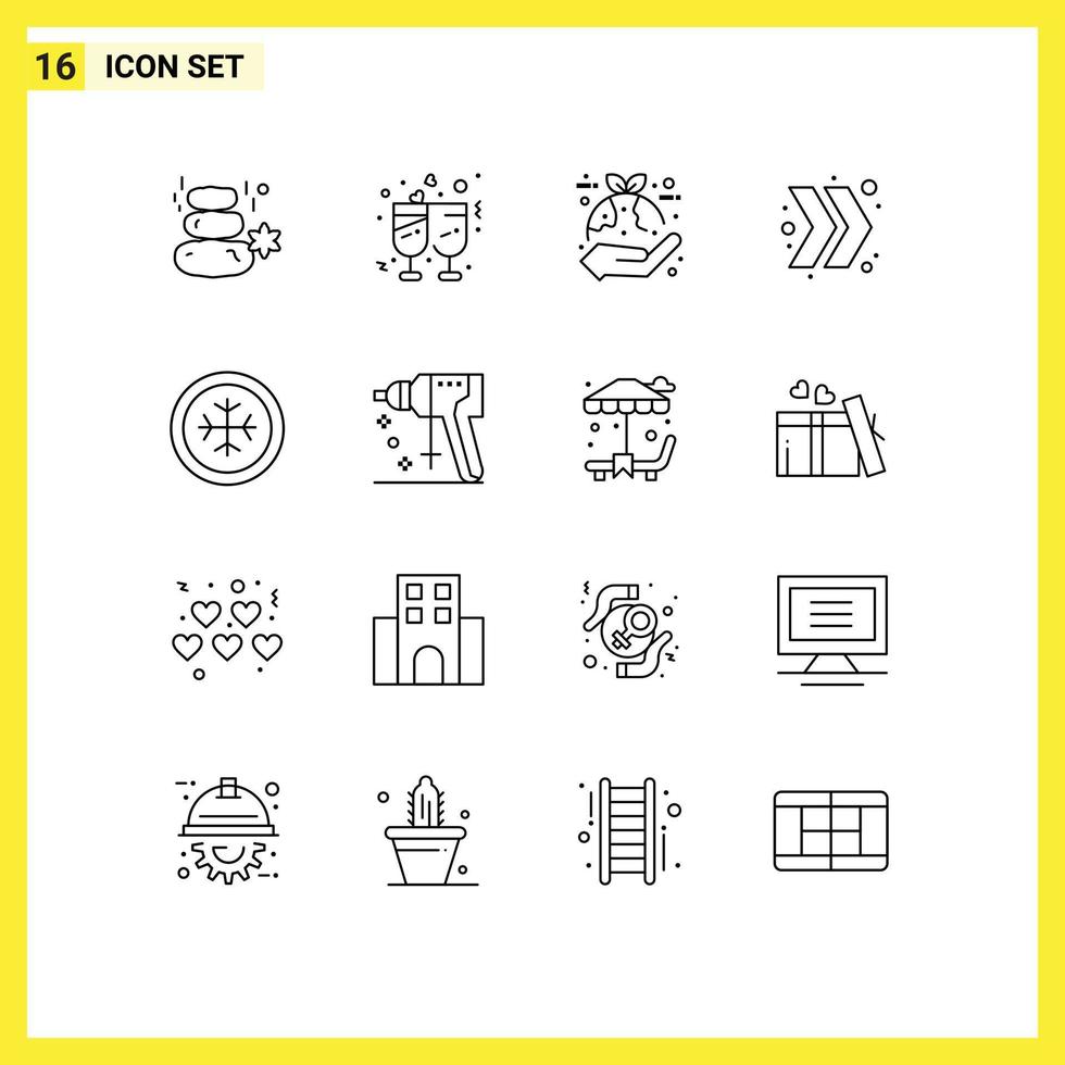 User Interface Pack of 16 Basic Outlines of cold chevron reception arrow hand Editable Vector ...