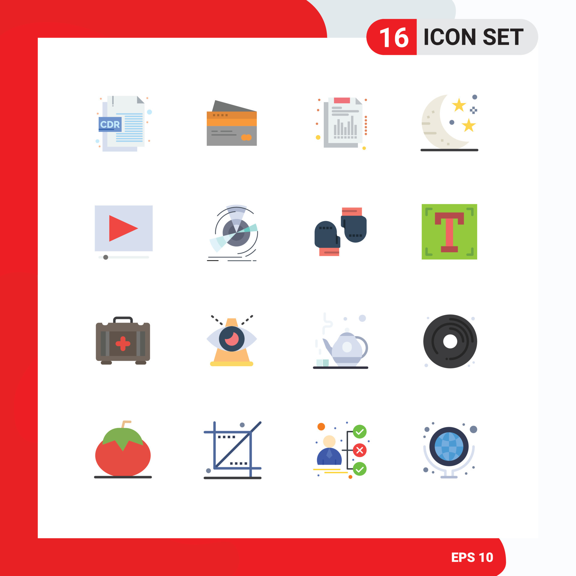 16 User Interface Flat Color Pack Of Modern Signs And Symbols Of Cdr