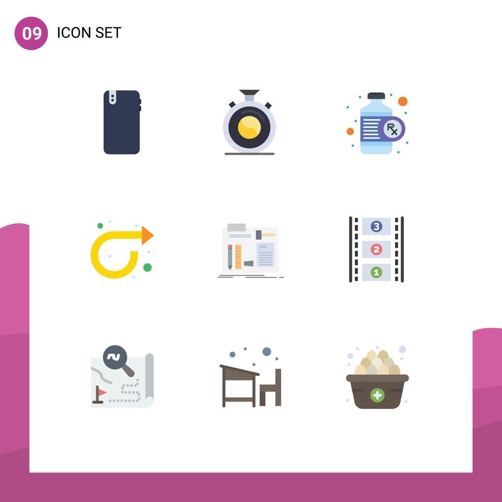 9 Thematic Vector Flat Colors And Editable Symbols Of Build Repeat Practice Forward Rx Editable