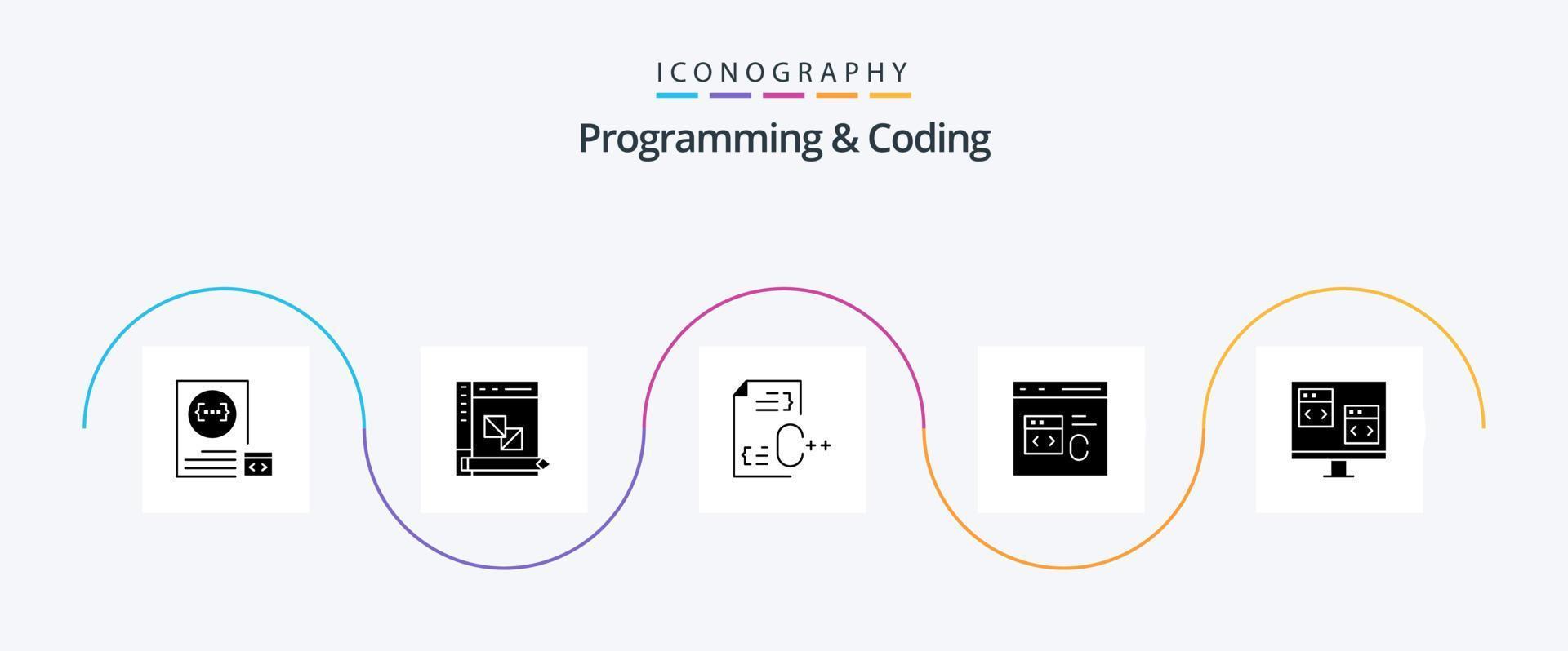 Programming And Coding Glyph 5 Icon Pack Including Coding C Panel File Develop 18699591