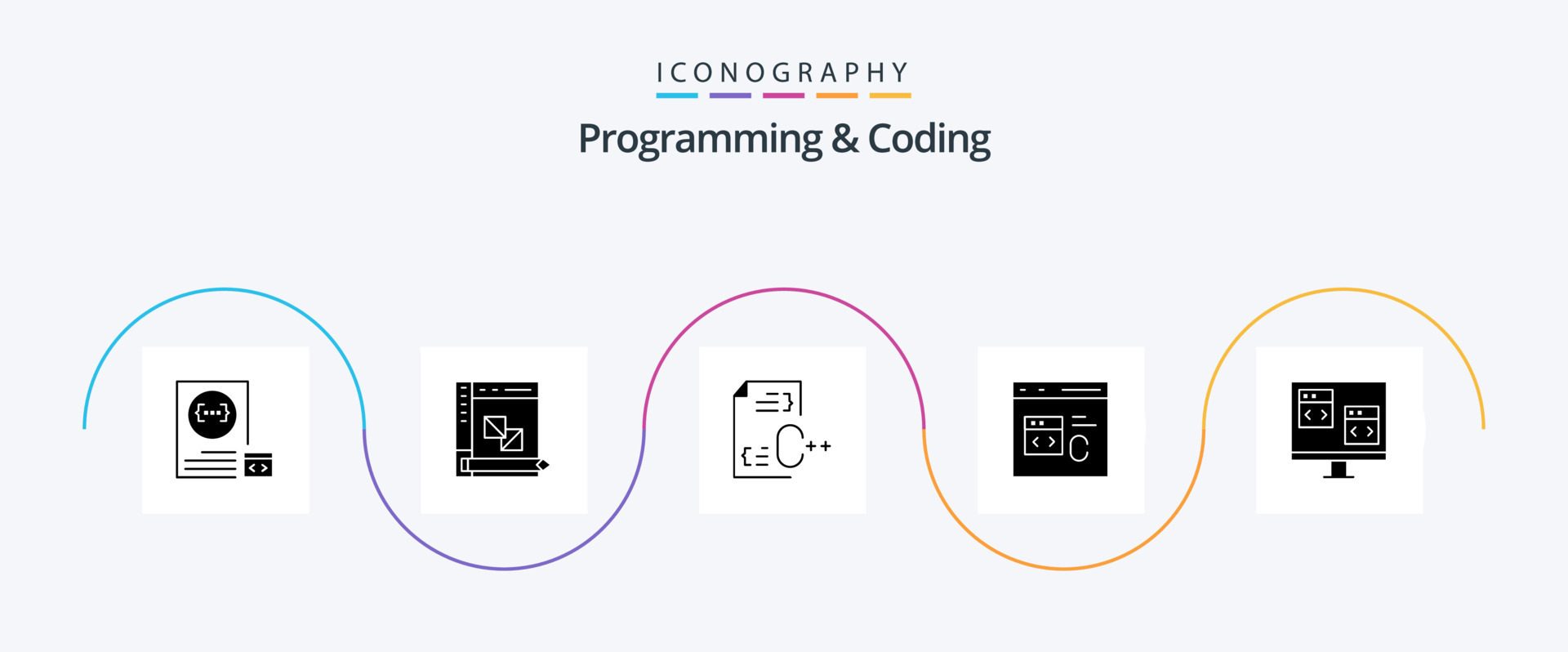 Programming And Coding Glyph 5 Icon Pack Including Coding C Panel File Develop 18699591