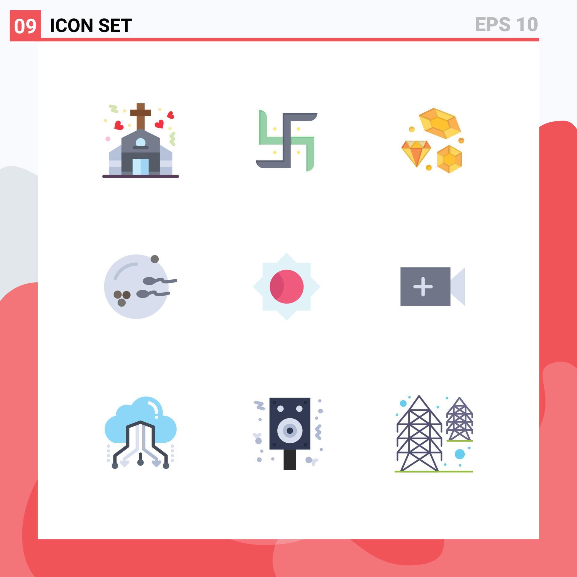 Stock Vector Icon Pack Of 9 Line Signs And Symbols For Setting Sex Diamond Reproduction Fertile