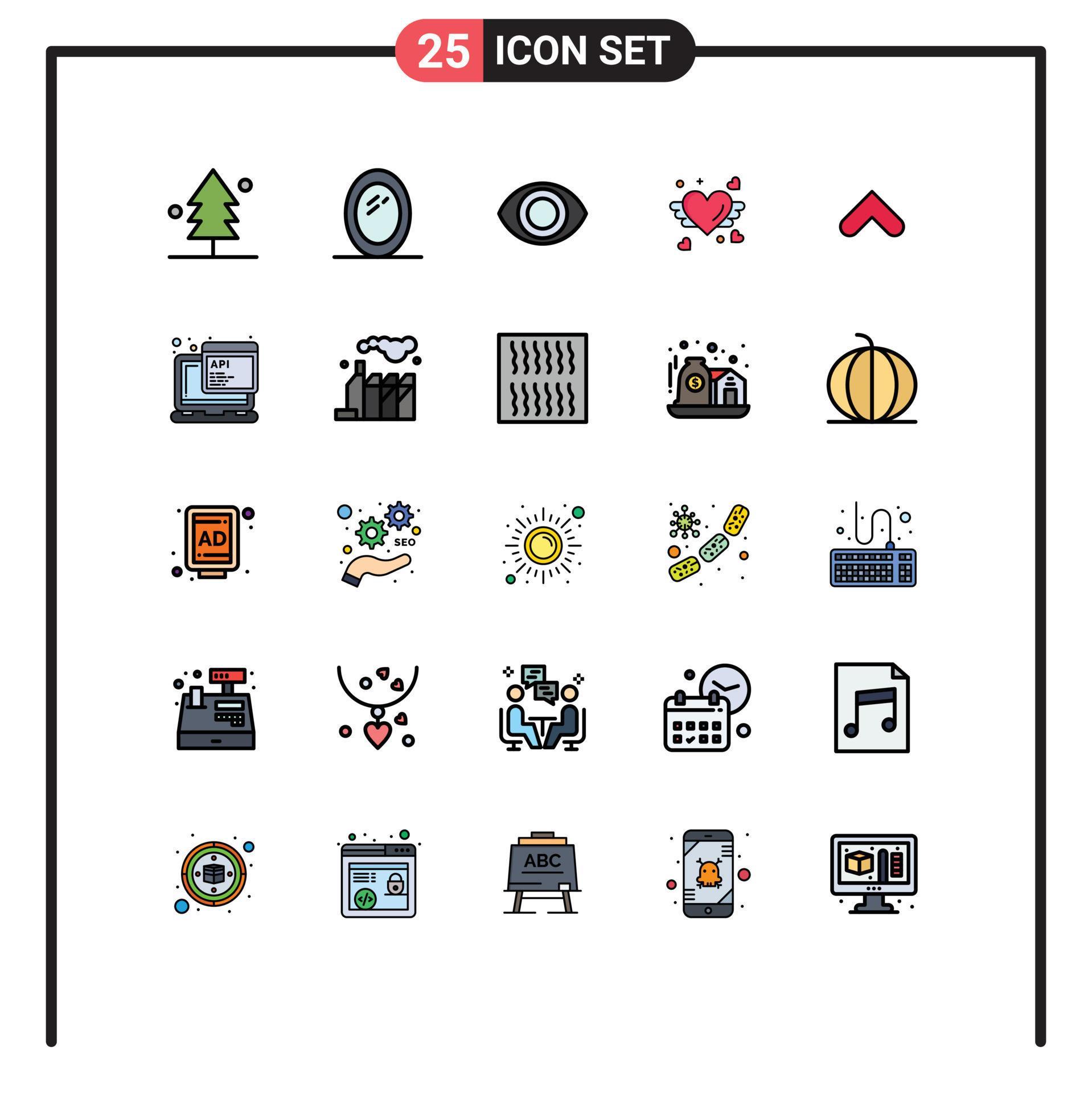 Set of 25 Modern UI Icons Symbols Signs for api up view arrows wedding Editable Vector Design ...