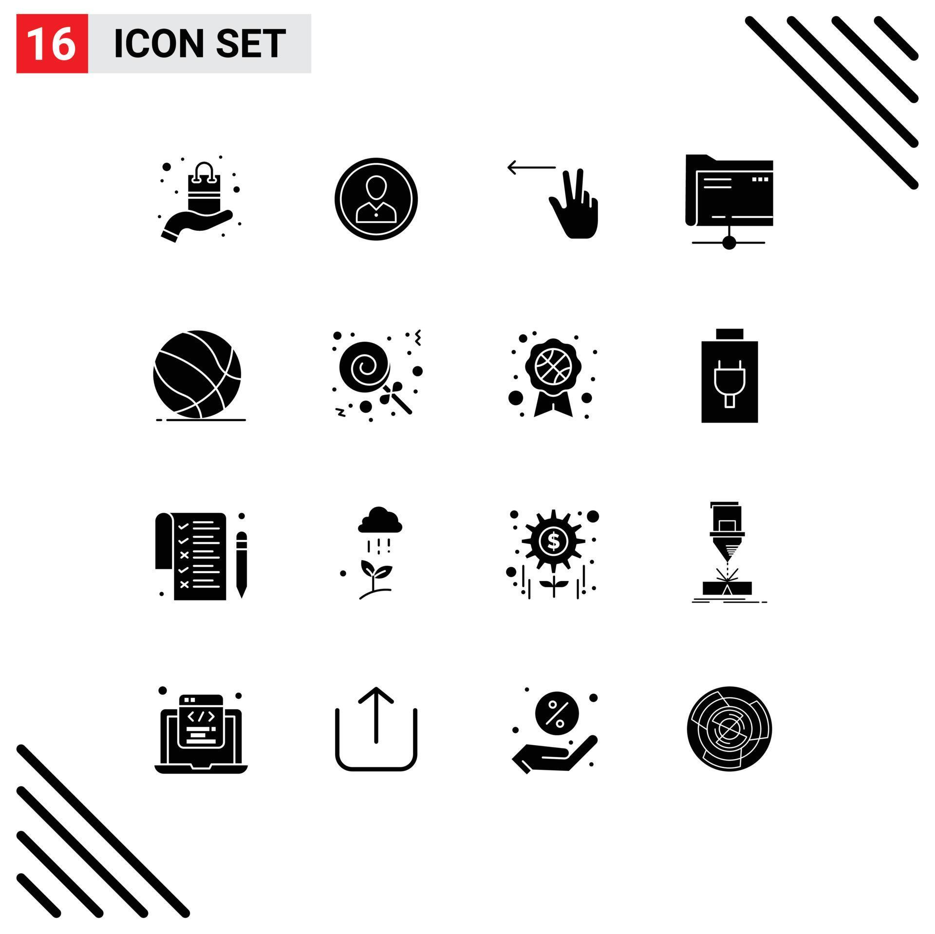 Stock Vector Icon Pack Of 16 Line Signs And Symbols For Storage Data Person Folder Gesture