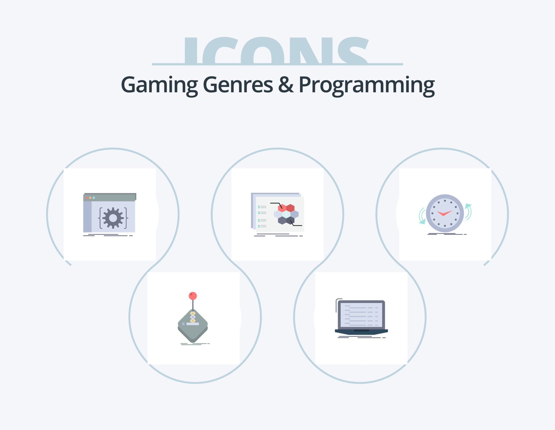 Gaming Genres And Programming Flat Icon Pack 5 Icon Design. strategy ...