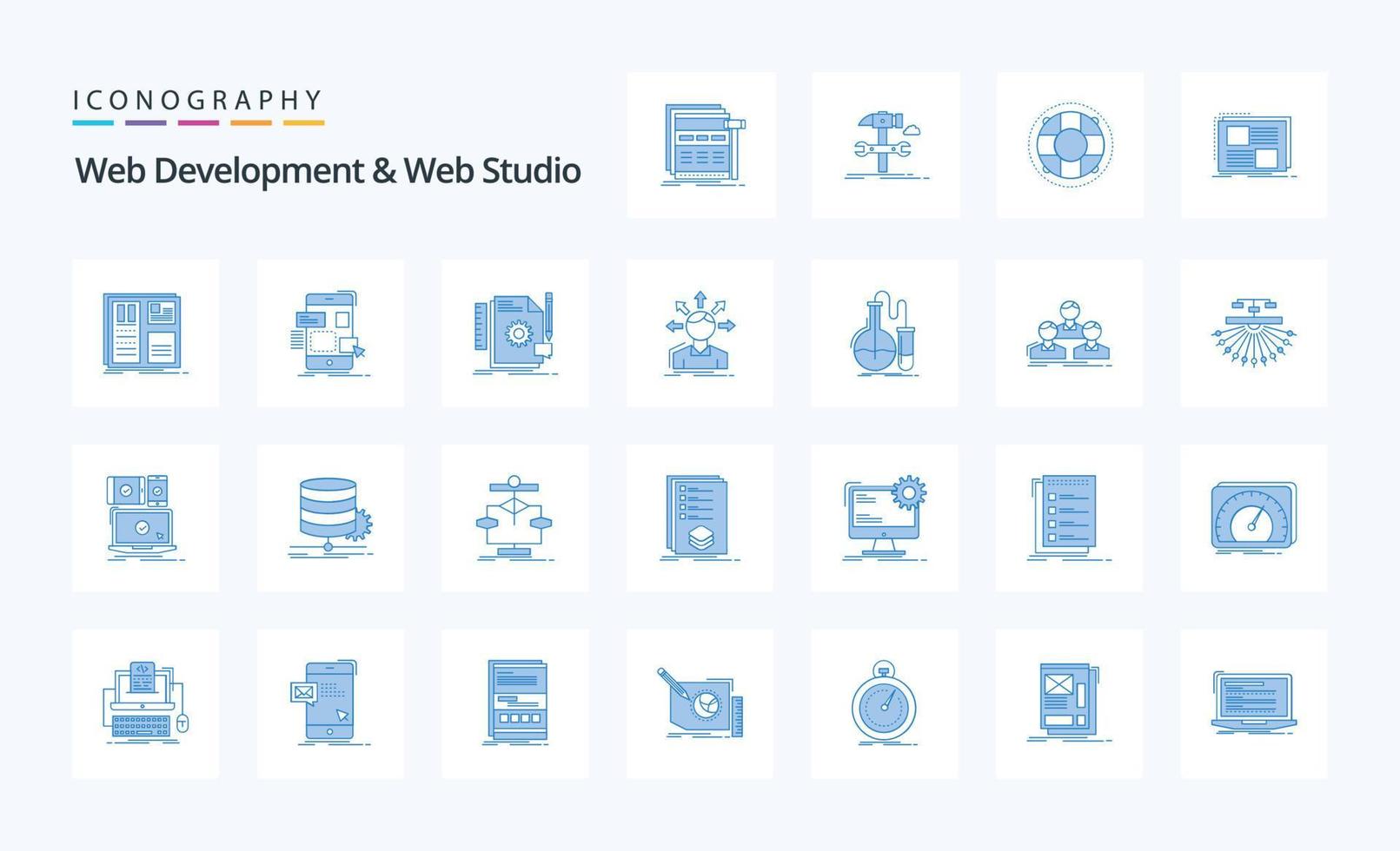 25 Web Development And Web Studio Blue icon pack 18701956 Vector Art at ...