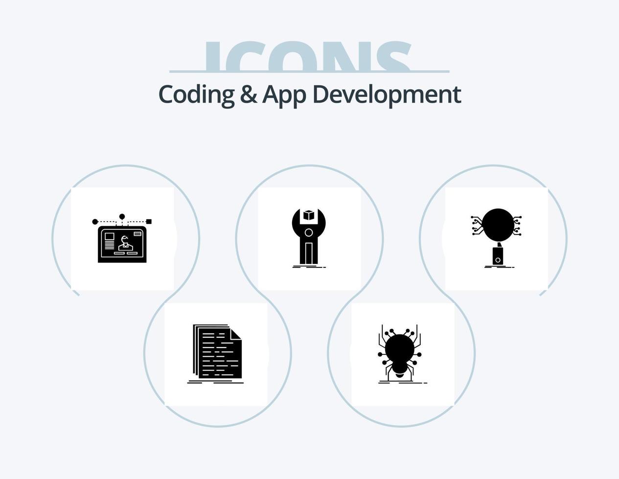 Coding And App Development Glyph Icon Pack 5 Icon Design. development ...