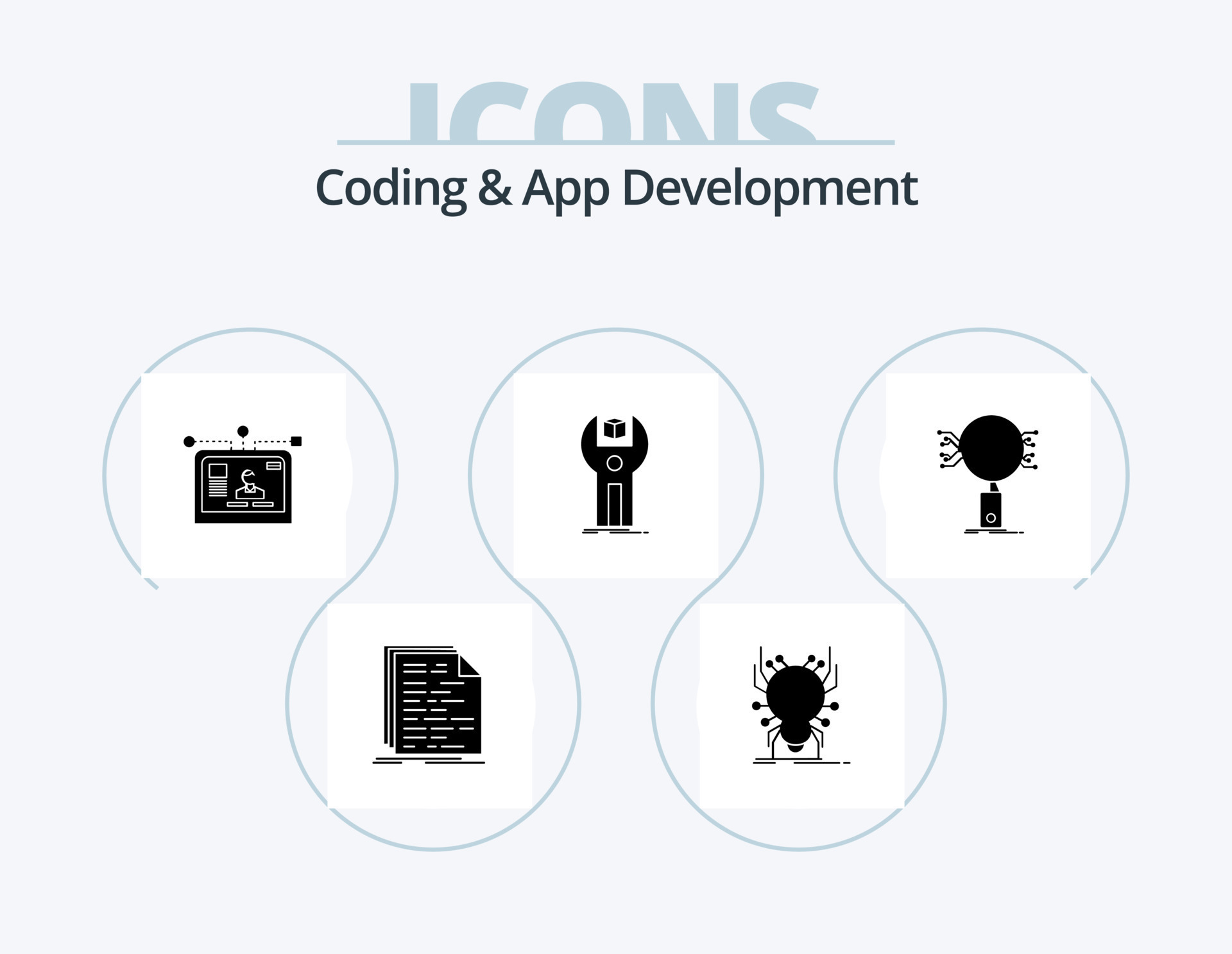Coding And App Development Glyph Icon Pack 5 Icon Design. development ...