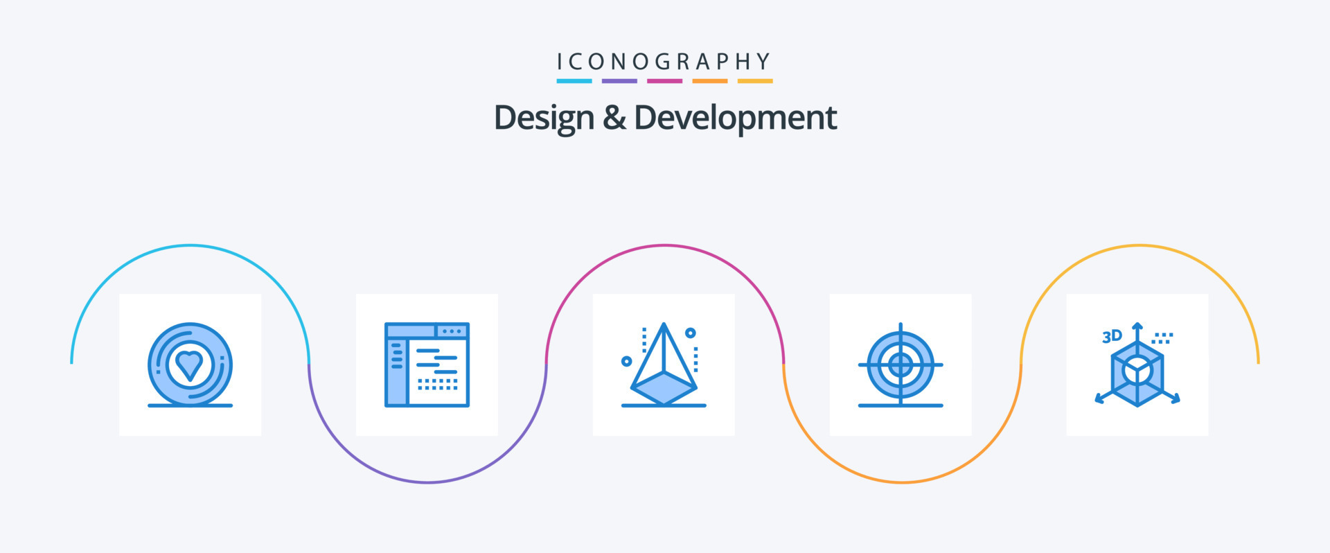 Design and Development Blue 5 Icon Pack Including shape. education. source. design. modeling ...