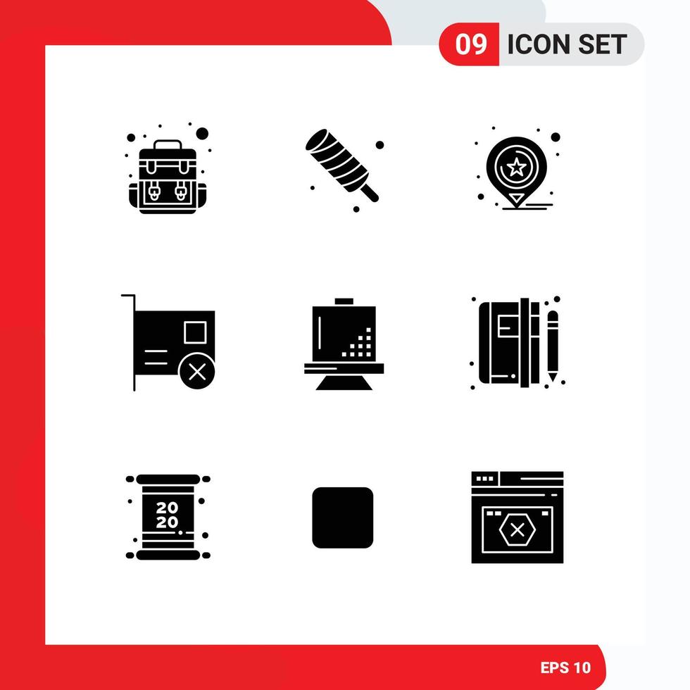 Modern Set Of 9 Solid Glyphs And Symbols Such As Coding Pci Maps Hardware Computers Editable