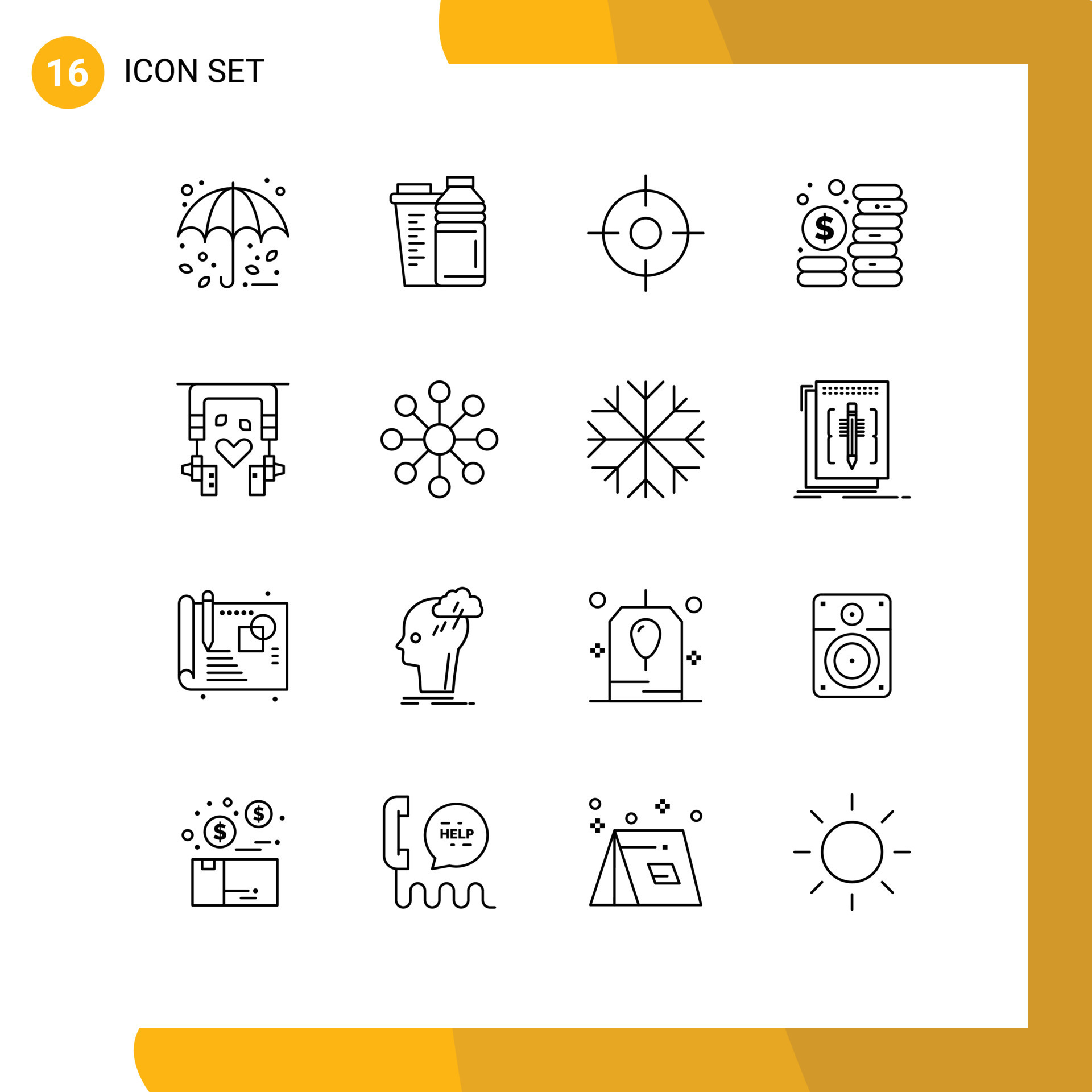 16 User Interface Outline Pack of modern Signs and Symbols of music ...