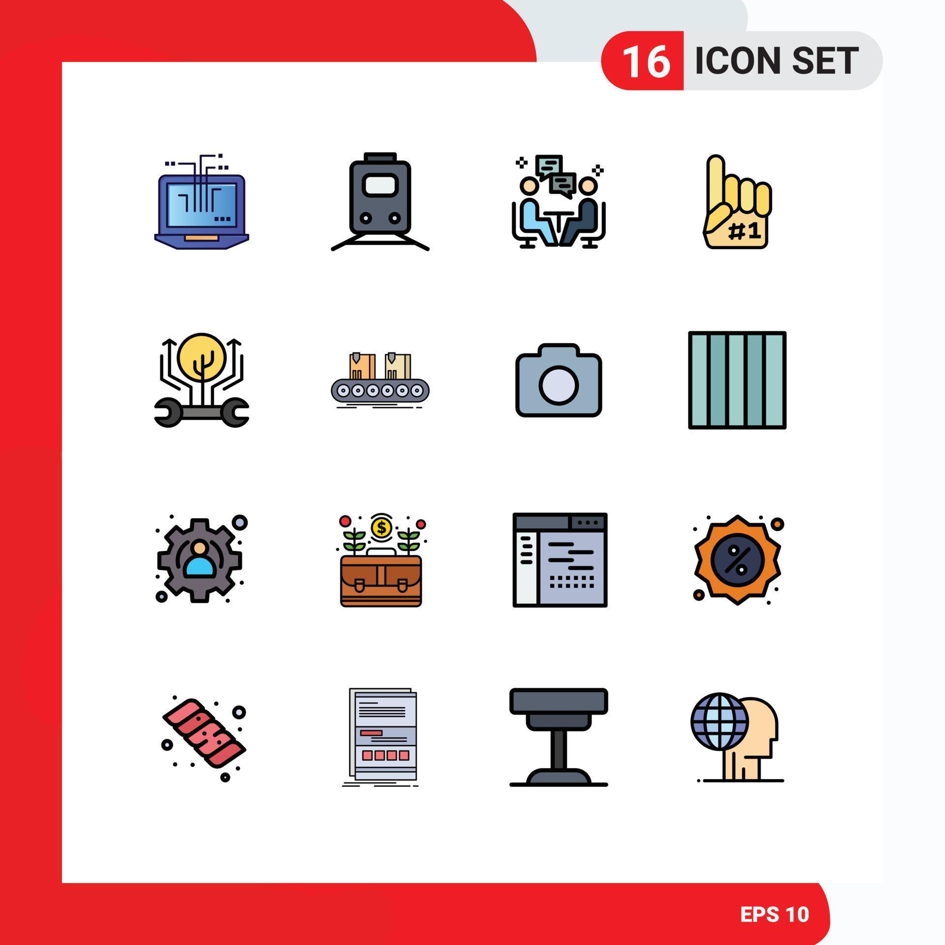 Stock Vector Icon Pack of 16 Line Signs and Symbols for sport finger ...