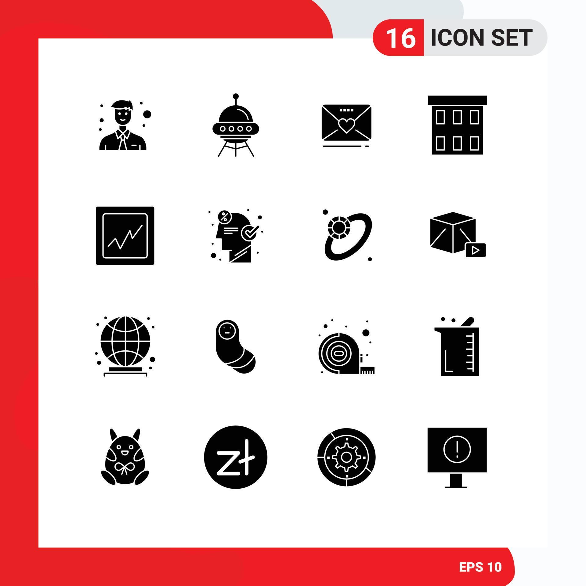 Set of 16 Modern UI Icons Symbols Signs for analytics corporation sms ...