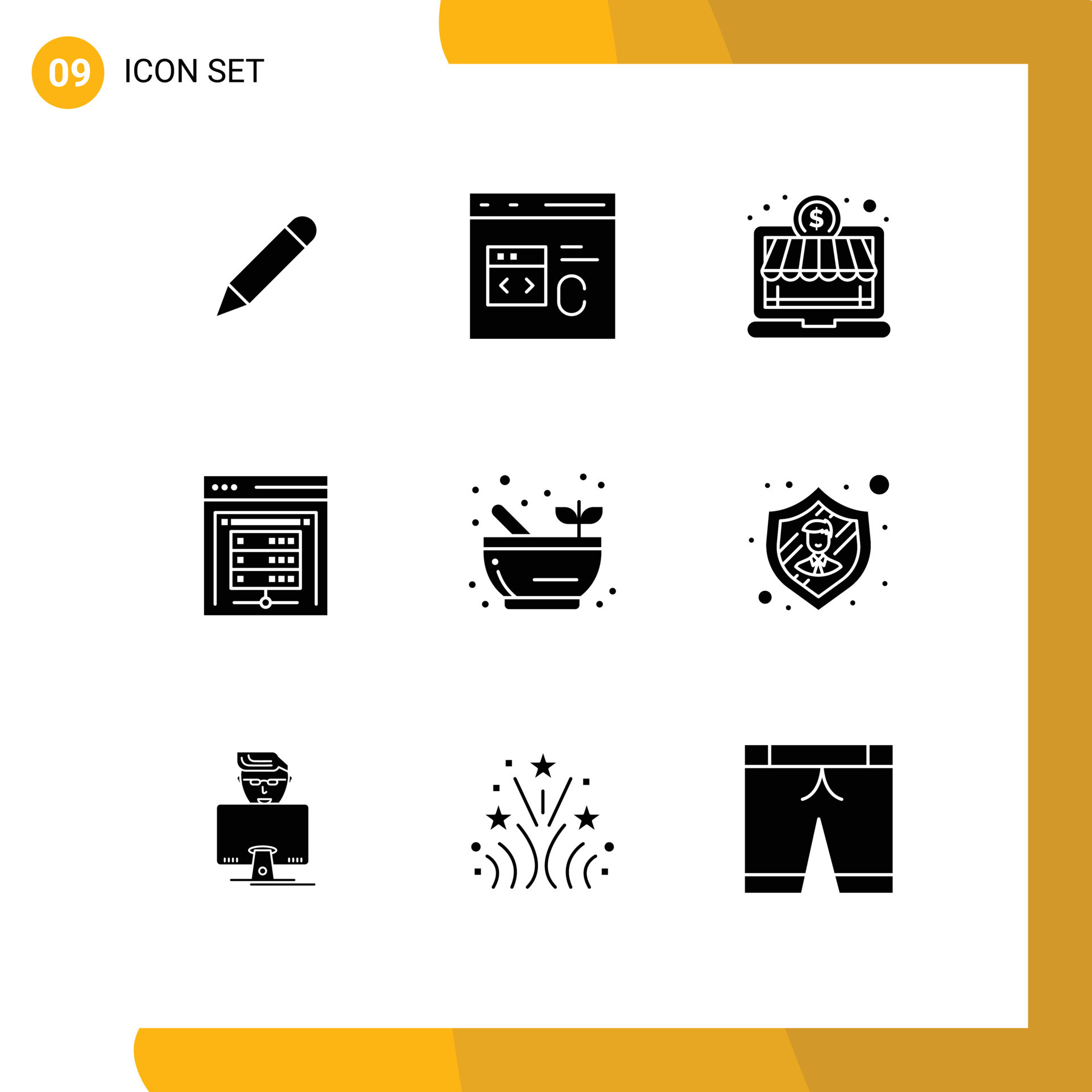 User Interface Pack Of 9 Basic Solid Glyphs Of Science Data Storage Development Data Server