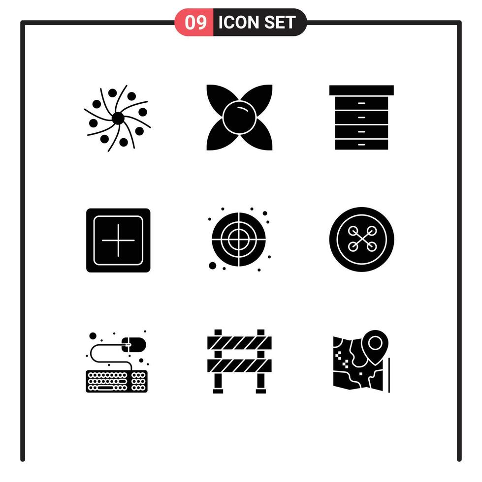 User Interface Pack Of 9 Basic Solid Glyphs Of Circular New Nature Increase Add Editable Vector