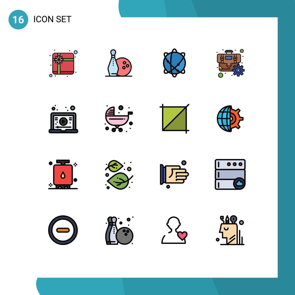 User Interface Pack Of 16 Basic Flat Color Filled Lines Of Tutorial Internet Globe Optimization