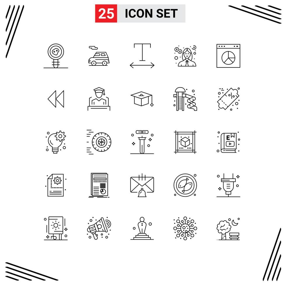 Mobile Interface Line Set of 25 Pictograms of presentation business font teacher investment ...