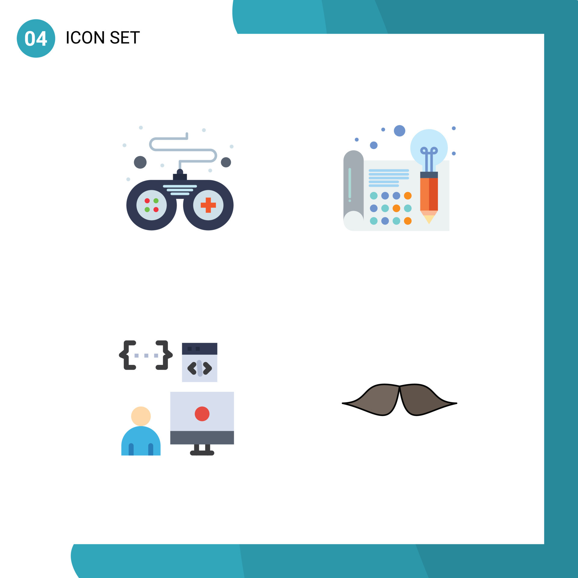 Stock Vector Icon Pack of 4 Line Signs and Symbols for controller ...