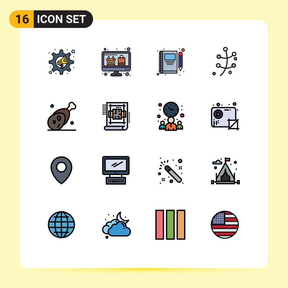 Stock Vector Icon Pack of 16 Line Signs and Symbols for food plant book ...
