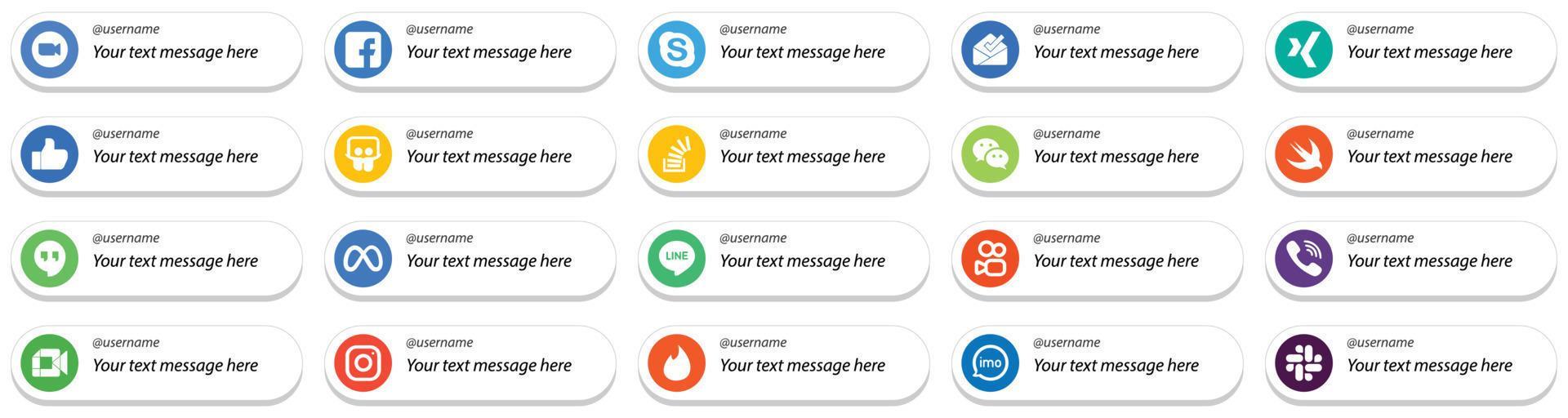 Customizable Follow Me Social Media Icon Set 20 icons such as overflow. question. chat ...