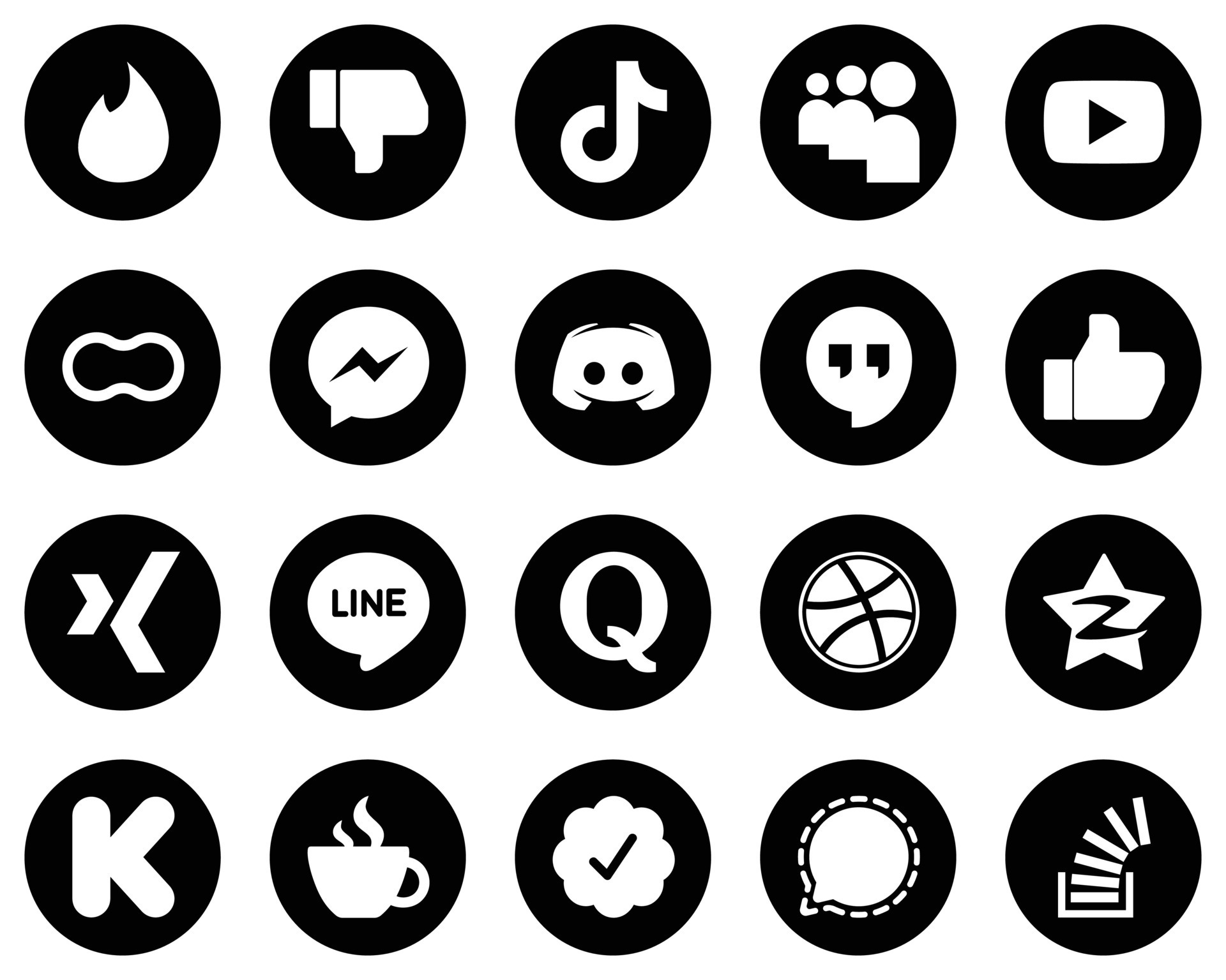 20 Professional White Social Media Icons on Black Background such as ... 20 Professional White Social Media Icons on Black Background such as ...