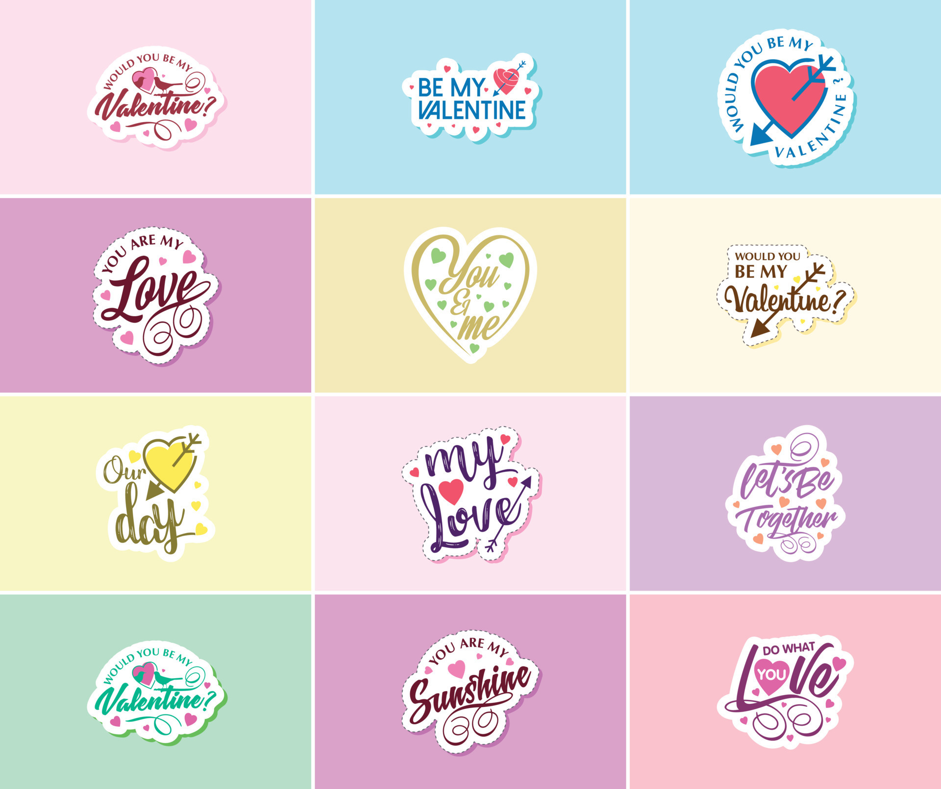 celebre el amor con impresionantes gráficos y calcomanías tipográficas ...