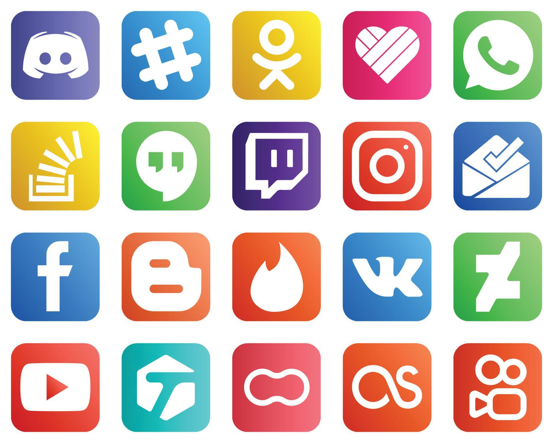 20 Versatile Social Media Icons such as inbox. meta. stockoverflow. instagram and google ...