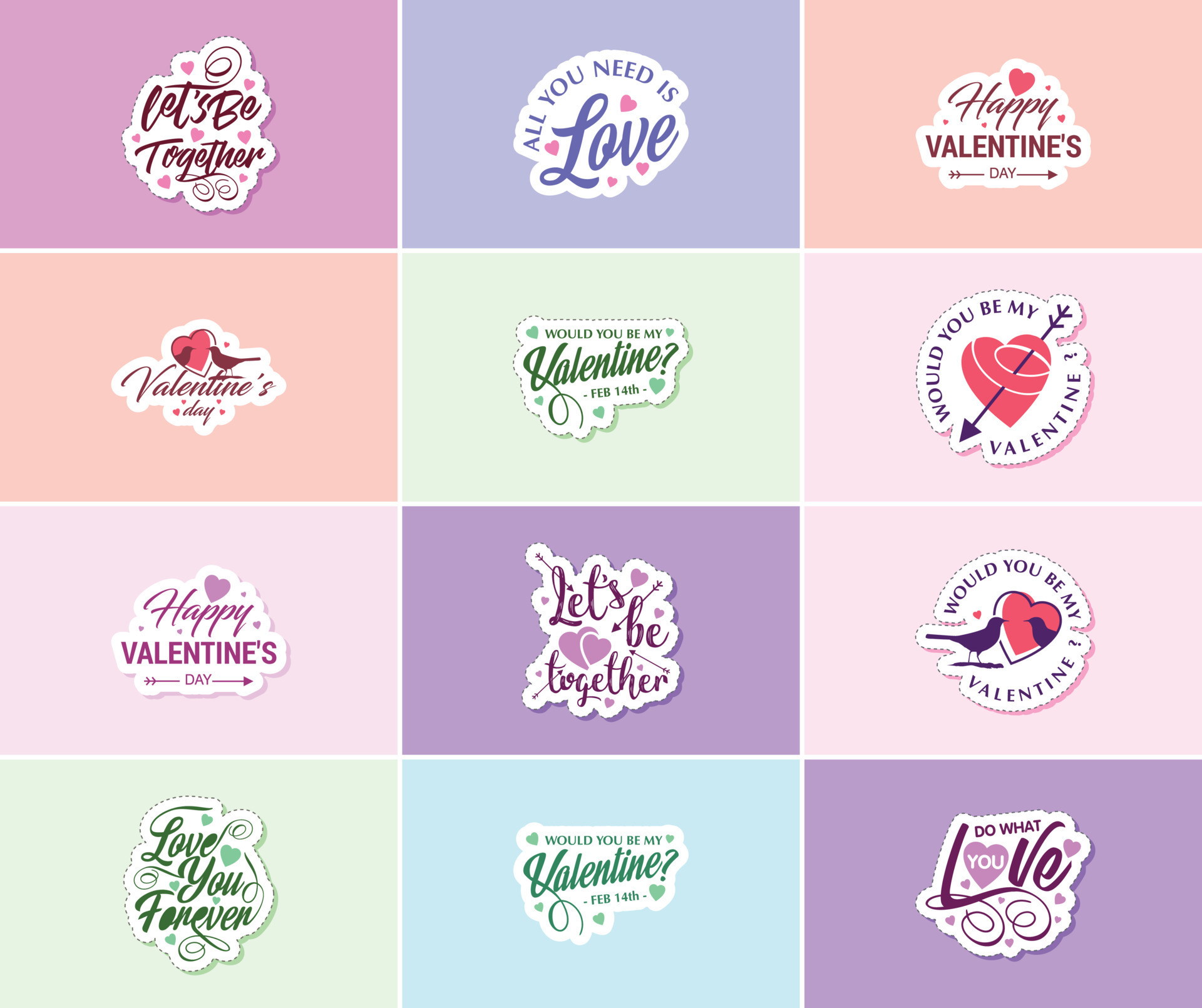 celebre el amor con impresionantes gráficos y calcomanías tipográficas ...