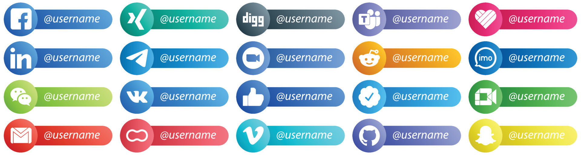 Card Style Follow Me Social Media Platform Icon Set 20 icons such as reddit. meeting. linkedin ...