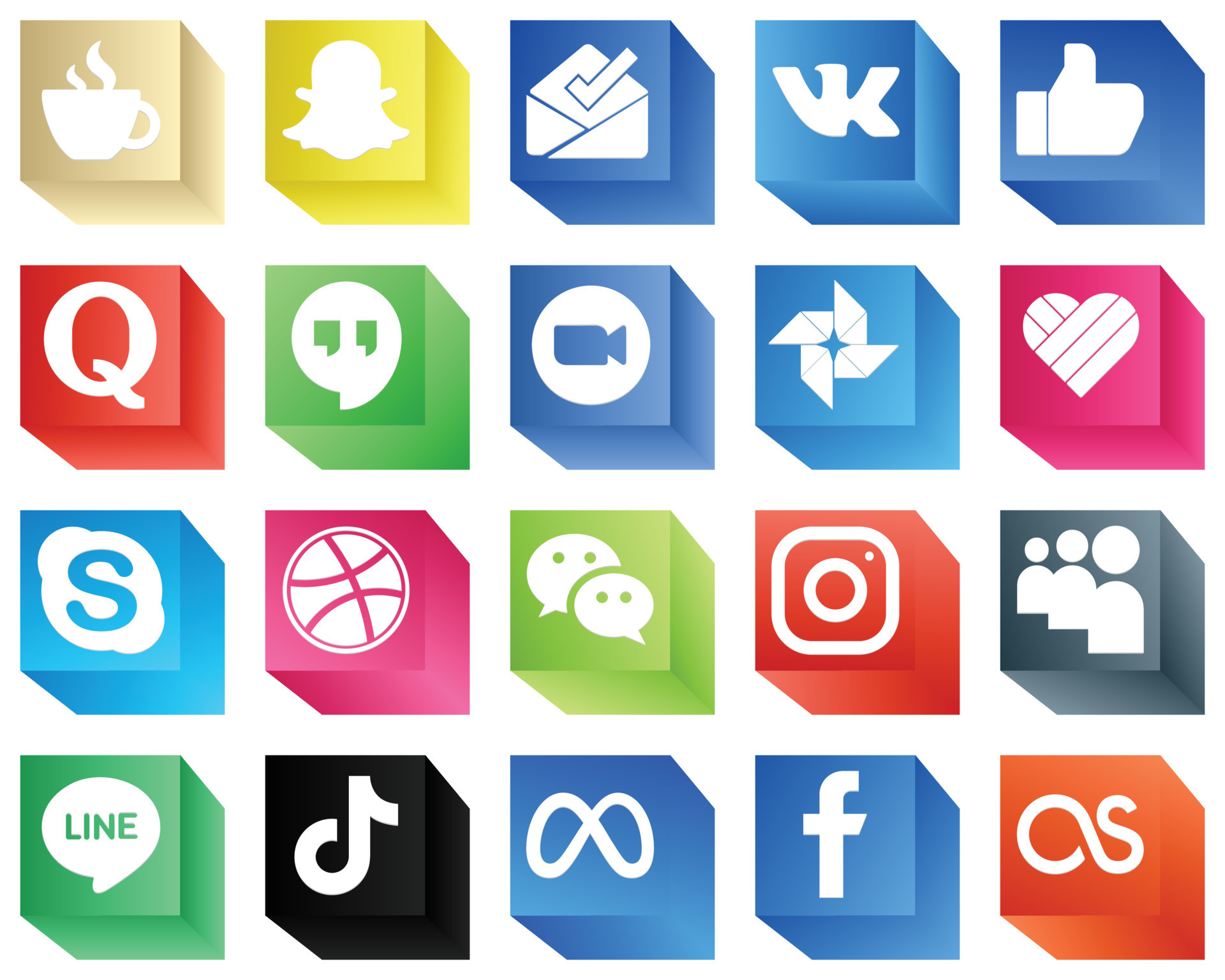 Professional 3D Social Media Icons 20 Icons Pack such as skype. google ...