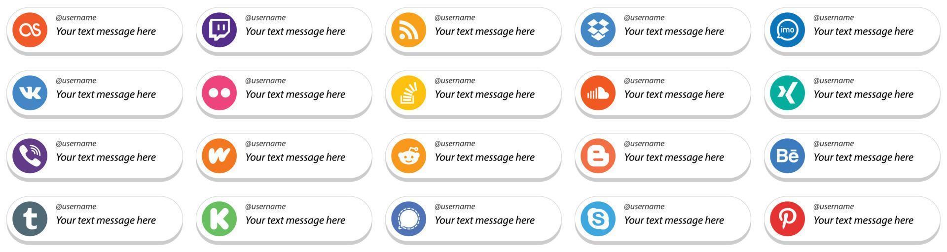 Customizable Social Media Follow Me Icons 20 pack such as sound ...