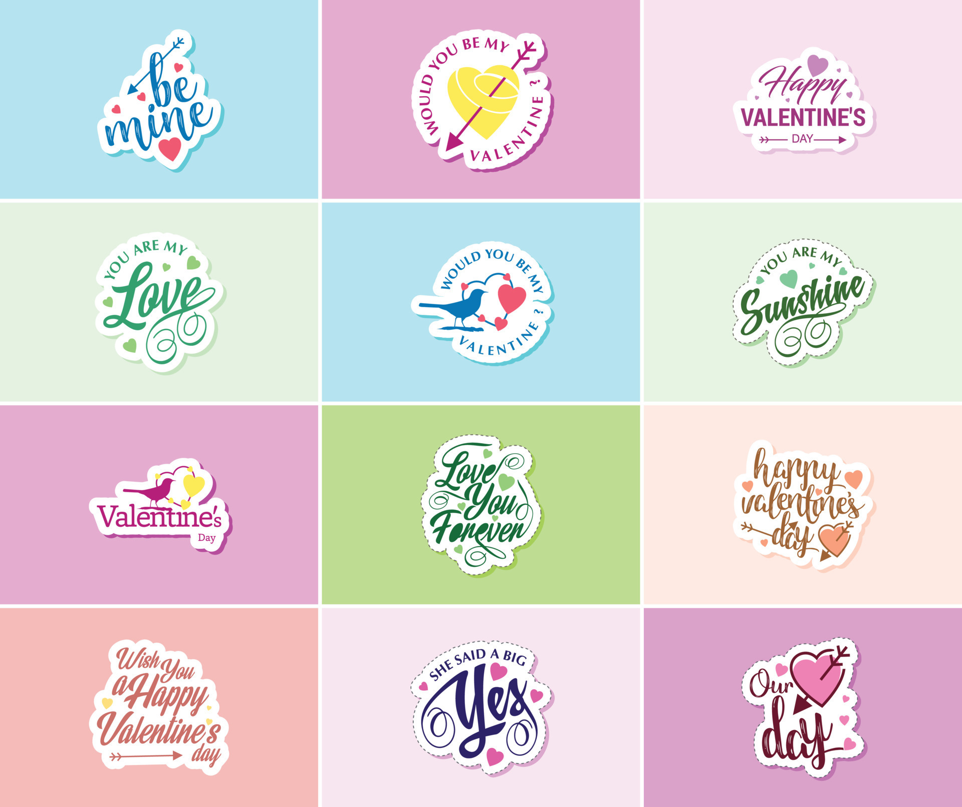 celebre el amor con impresionantes gráficos y calcomanías tipográficas ...