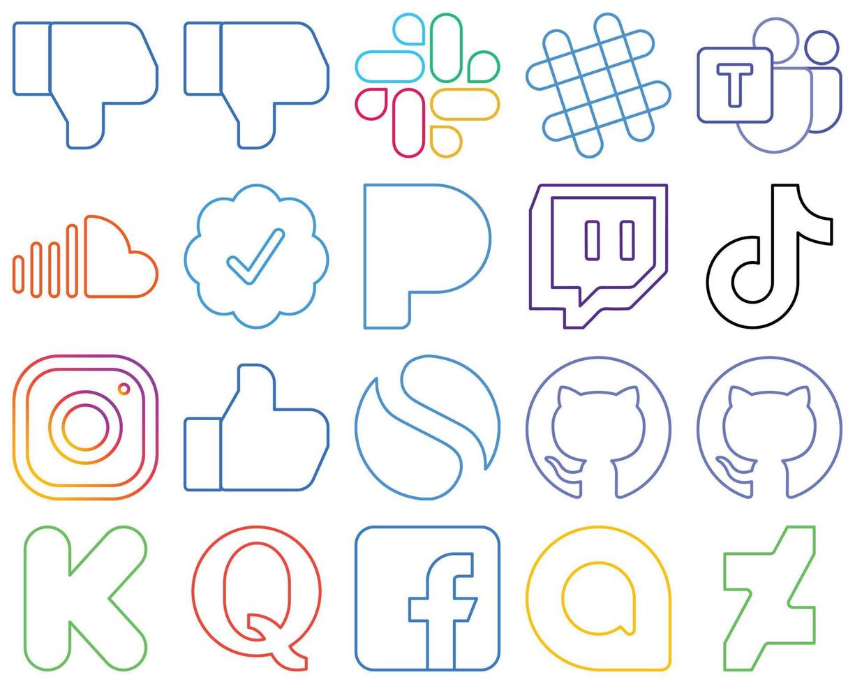 20 Attractive Colourful Outline Social Media Icons such as instagram ...