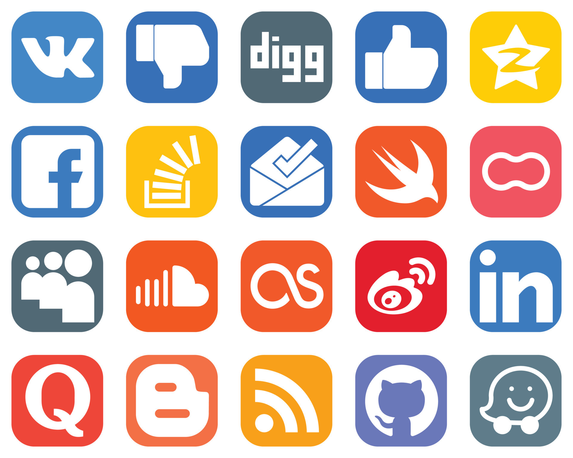 20 Social Media Icons for Your Marketing such as swift. overflow. stock ...