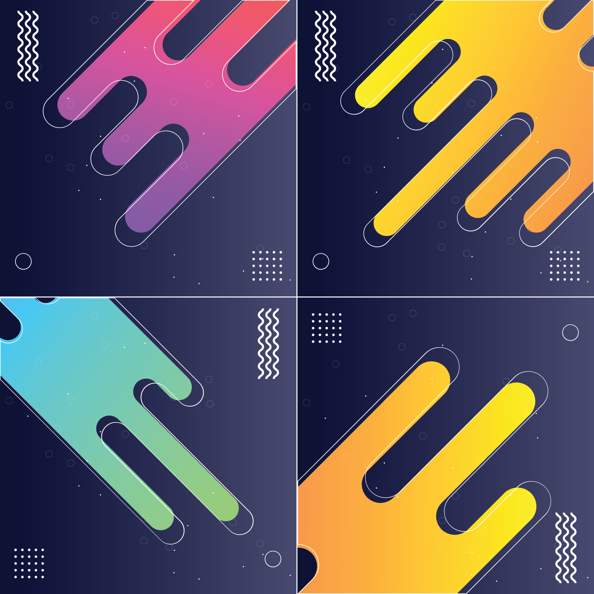 Pack of 4 Abstract Backgrounds in Color Vector Illustrations 18713387 ...