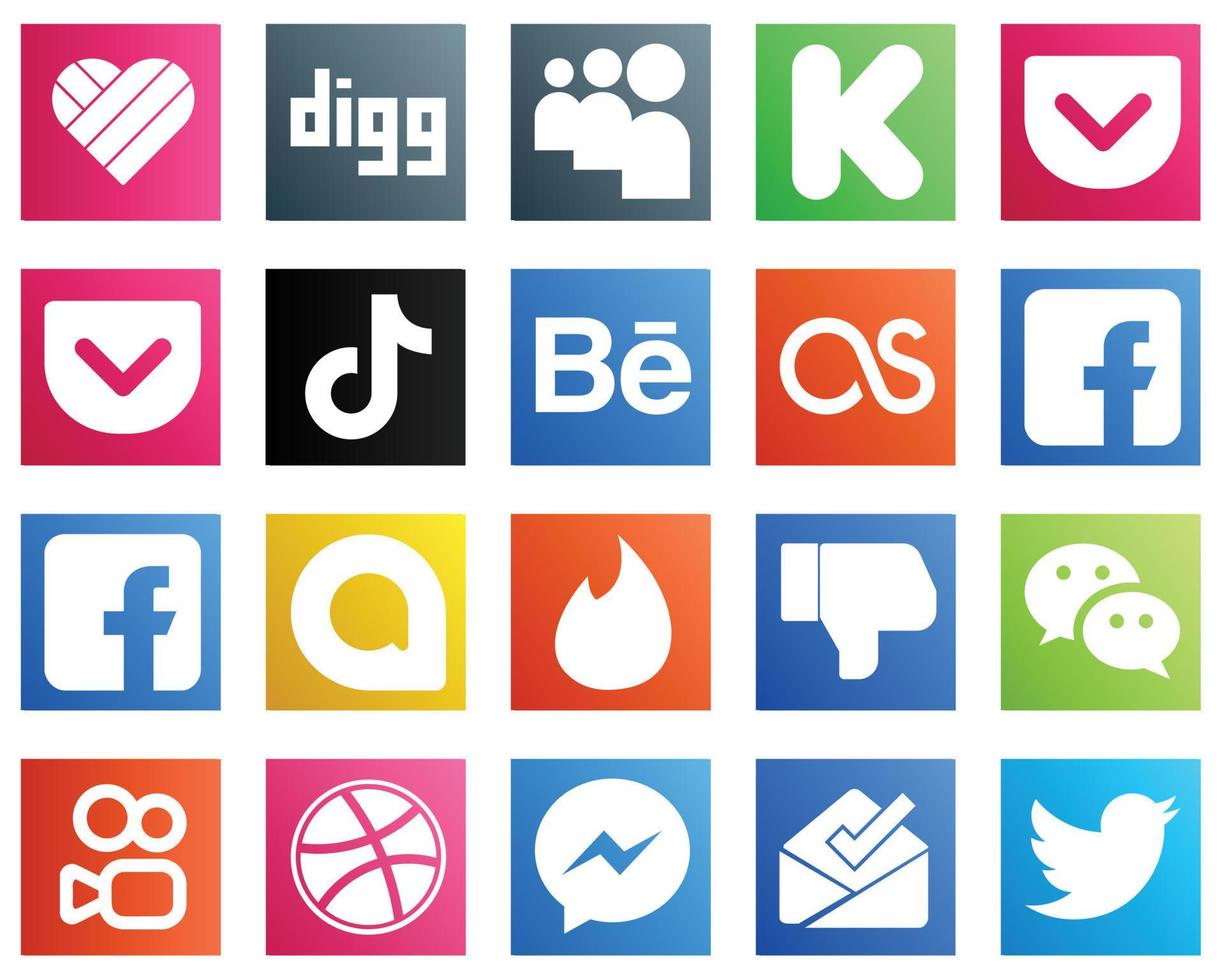 20 Versatile Social Media Icons such as tinder. video. fb and lastfm icons. Minimalist and ...