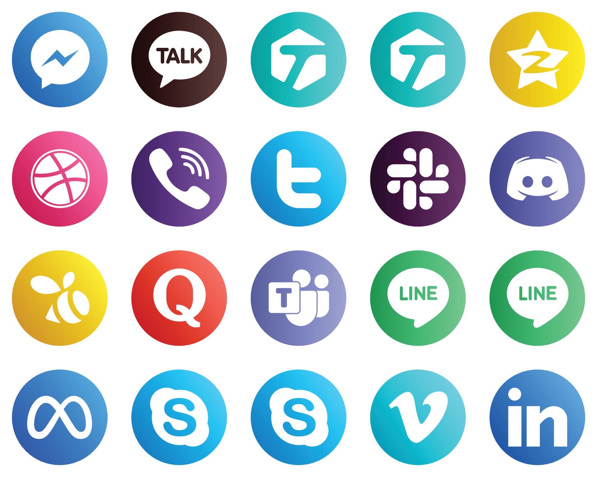 All in One Social Media Icon Set 20 icons such as text. discord. dribbble. slack and twitter ...
