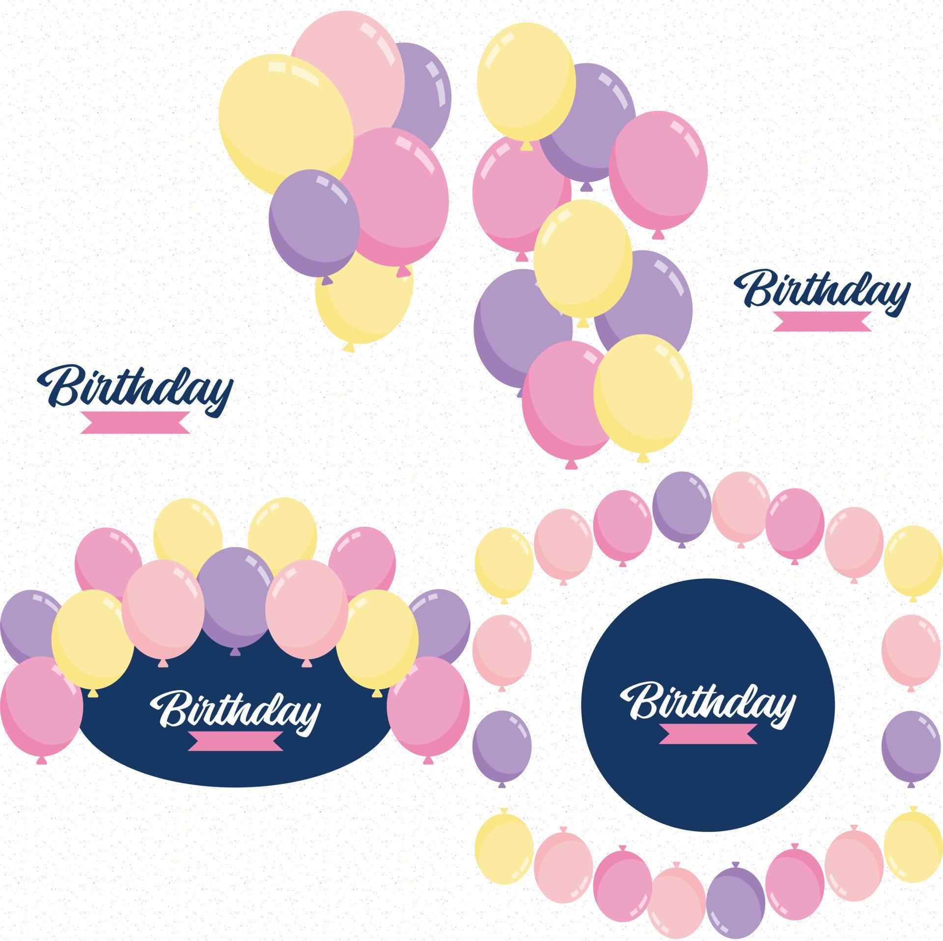 Birthday text with pastel colored balloons 18714895 Vector Art at Vecteezy