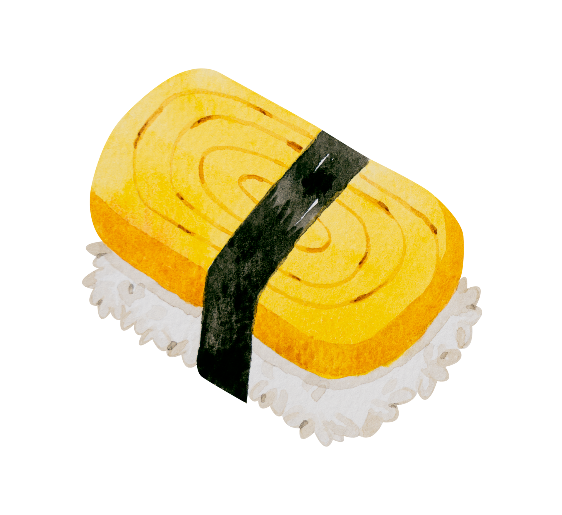 Egg Sushi Nigiri Japanese Food Hand Drawn Watercolor 18725978 Png