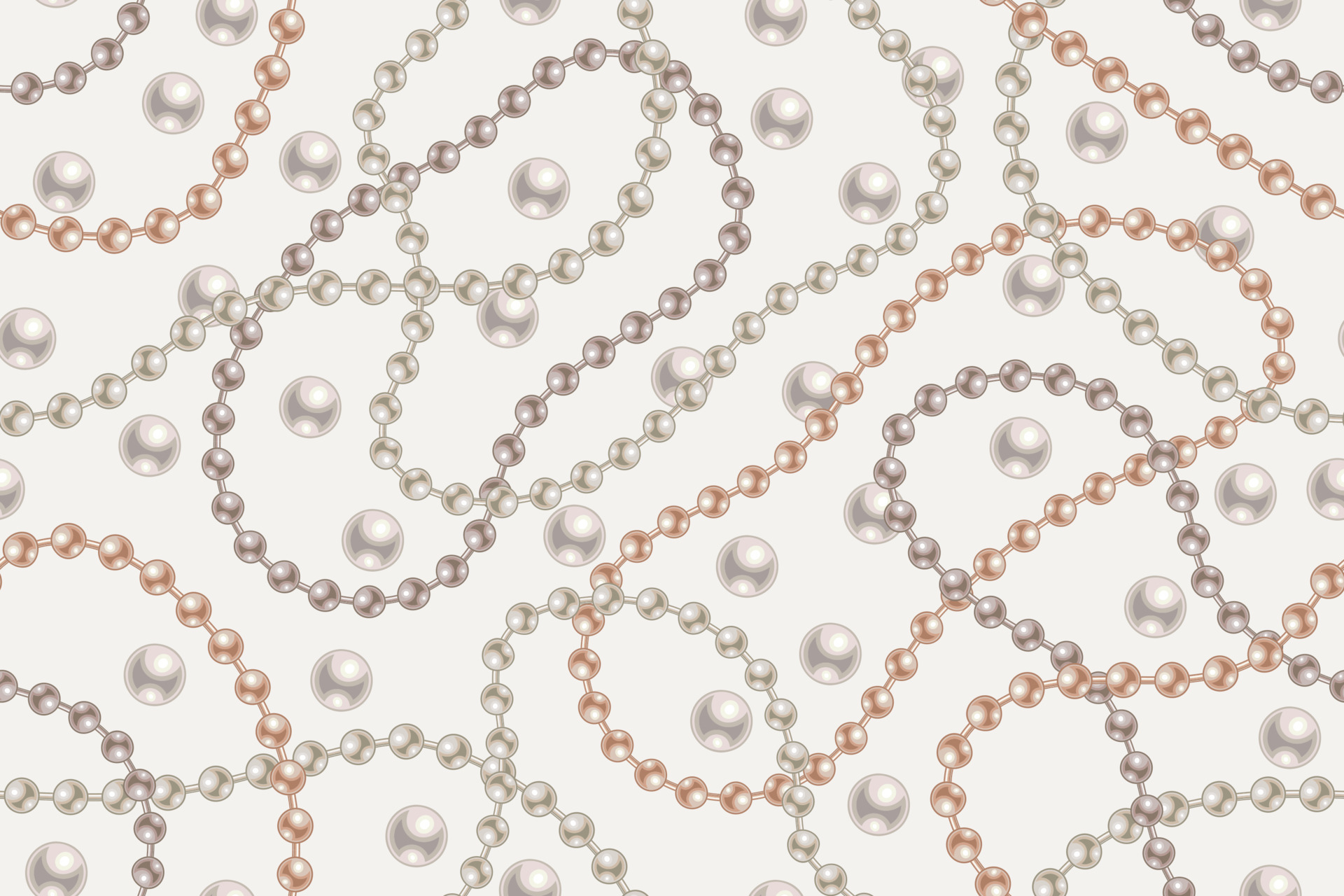 Seamless pattern with pearl beads, strings of pearls on white ...